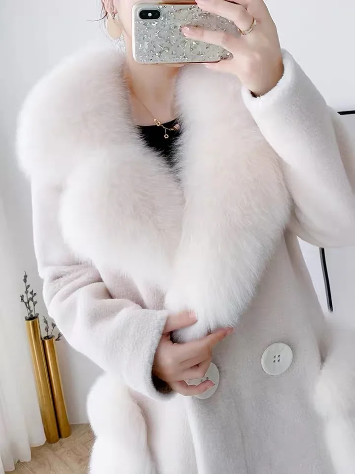 Haute Qualité Blanc Mouton Manteau De Fourrure Femmes Hiver Manteaux ...