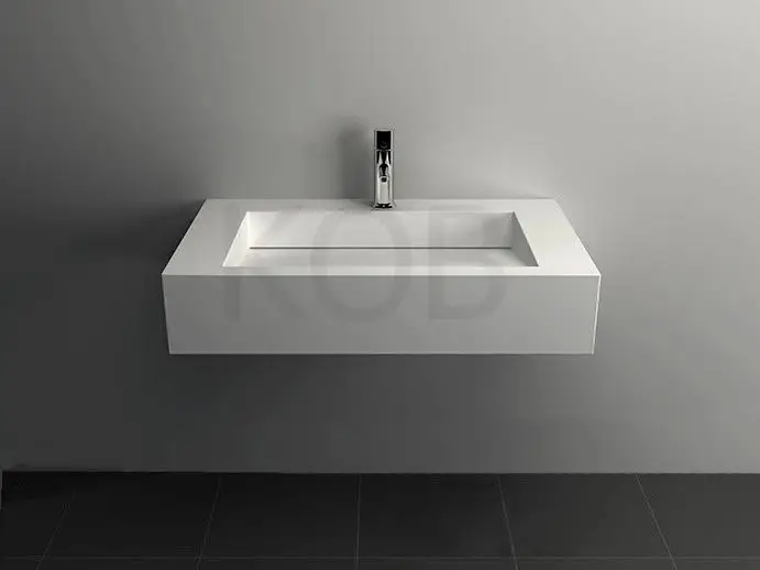 Trough Sinks - Solid Surface Bathroom Wash Basin for Home, Hotel ...