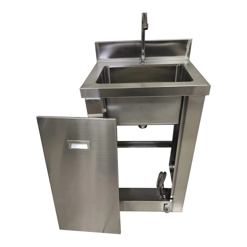 Hand Free Foot Pedal Portable Clinic Stainless Steel Sink