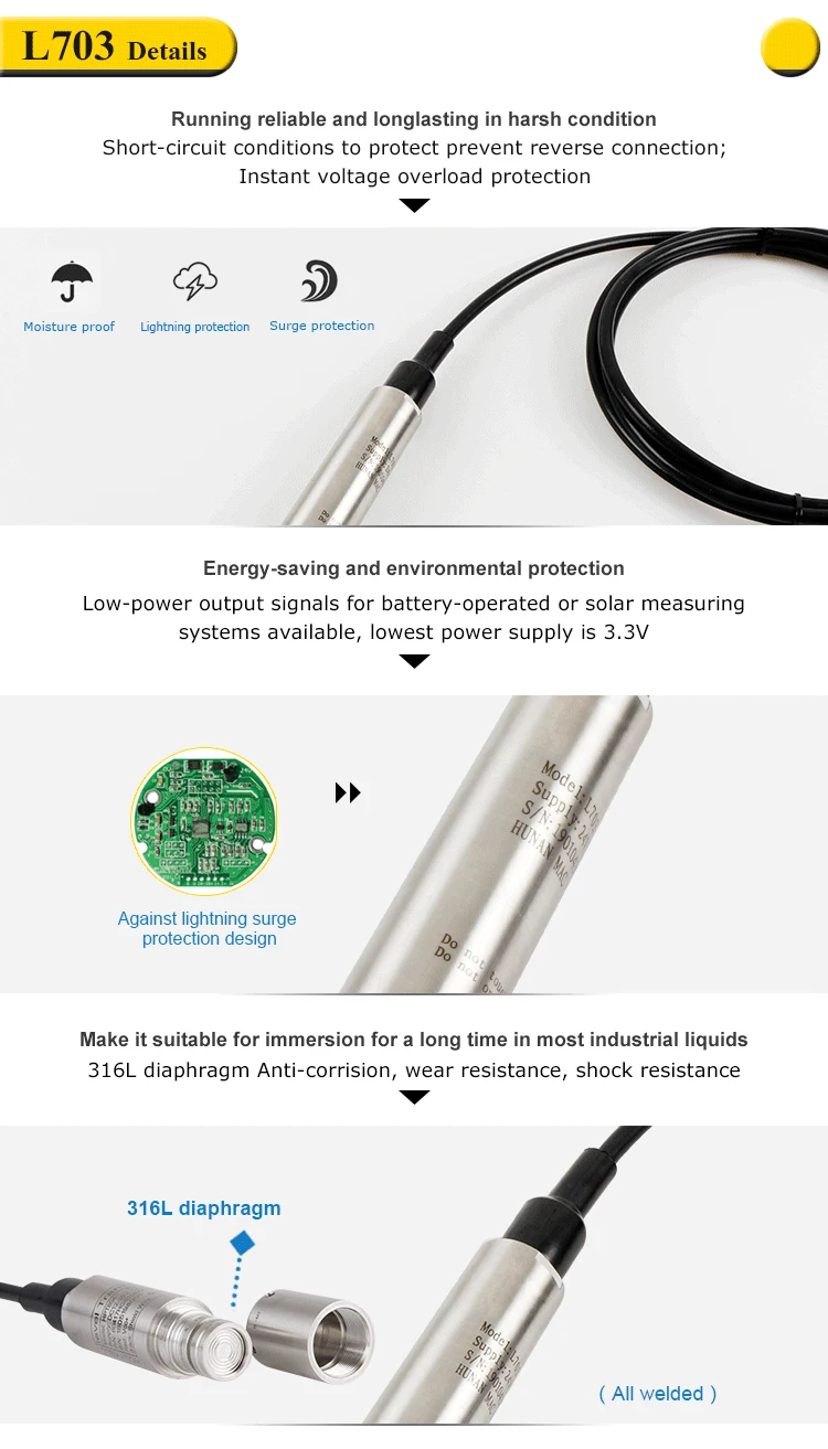 Mac Factory L703 Stainless Steel Resistance 0-5v Float Water Level ...