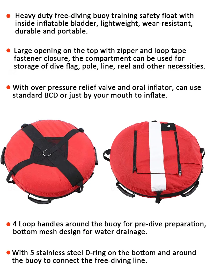 High Visibility Round Buoy Safety Spearfishing Float, Free Diving ...