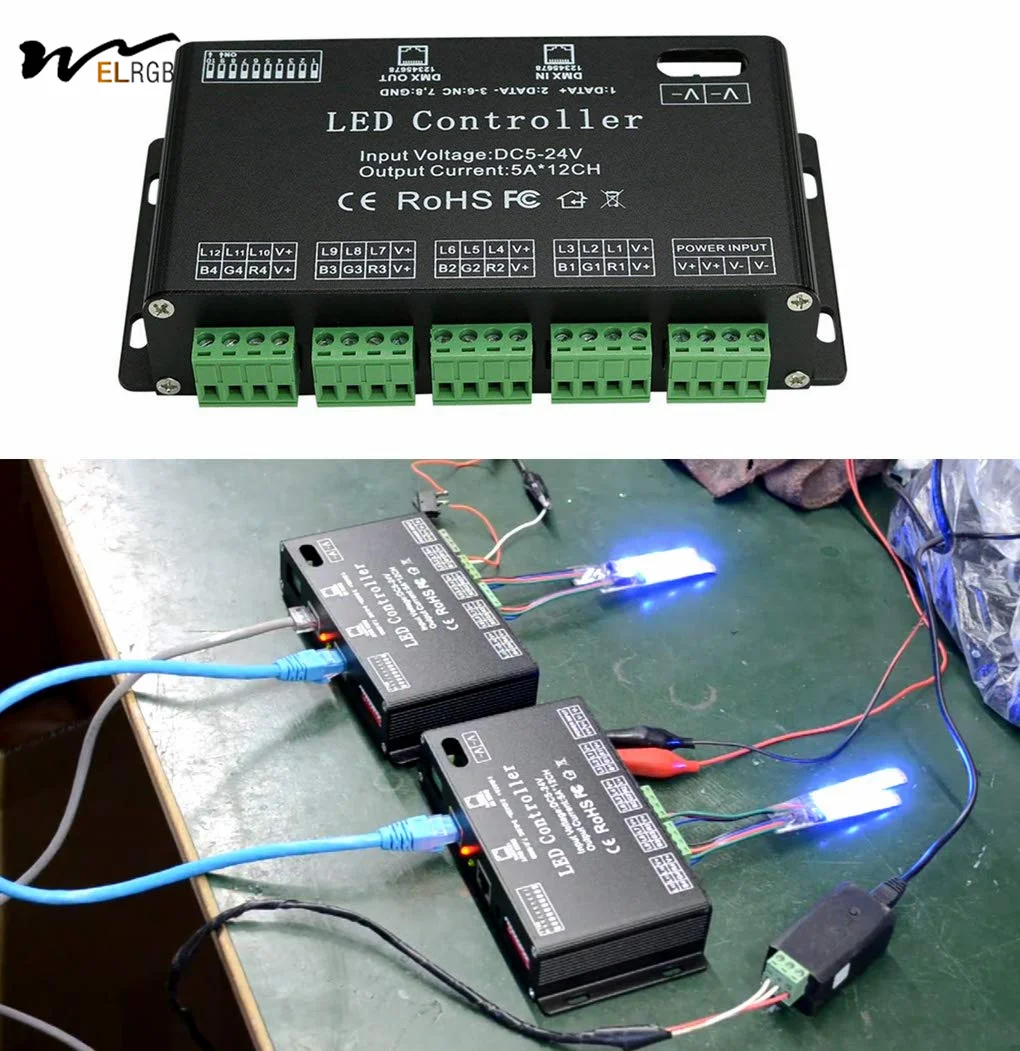 12 Channel DMX Decoder RGB LED Light Strip Controller Dmx512 Decoder ...