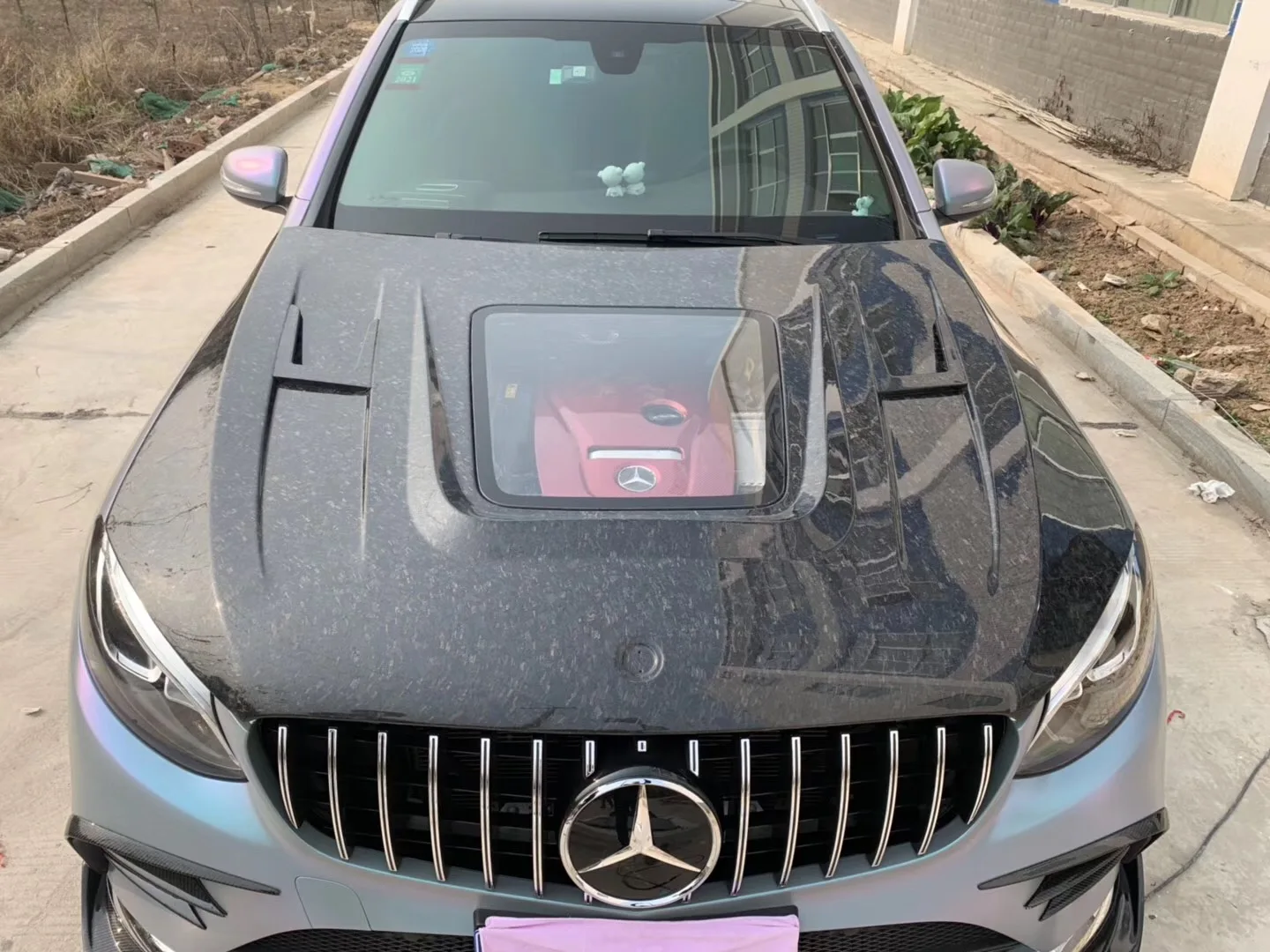 Glc63s Hood Forged Carbon Fiber Hood Clear Glass Is Suitable For W253 ...