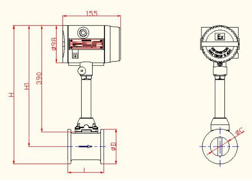 Vortex Flow Meter Gas Oil/ Diesel Liquid/steam Vortex Flowmeter 2inch ...