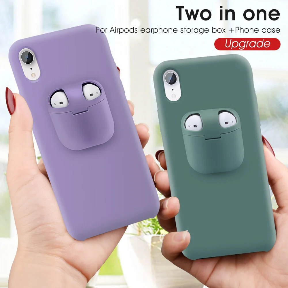 2 In 1 Phone Case Earphone Storage Box For Iphone 11 Pro Xs Xr Soft ...
