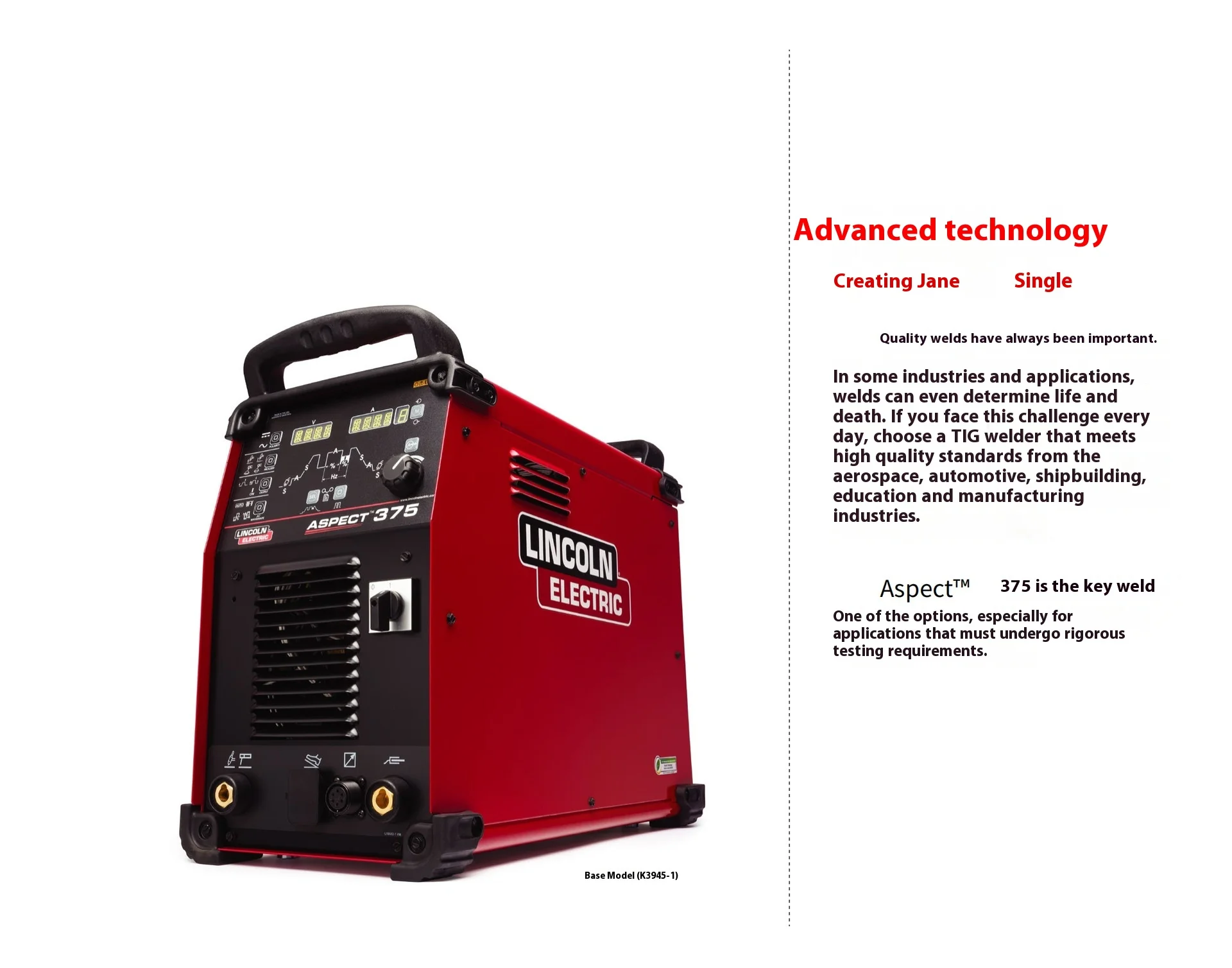 Lincoln ASPECT 375 Argon Arc Welding Machine New Import From USA Manual ...