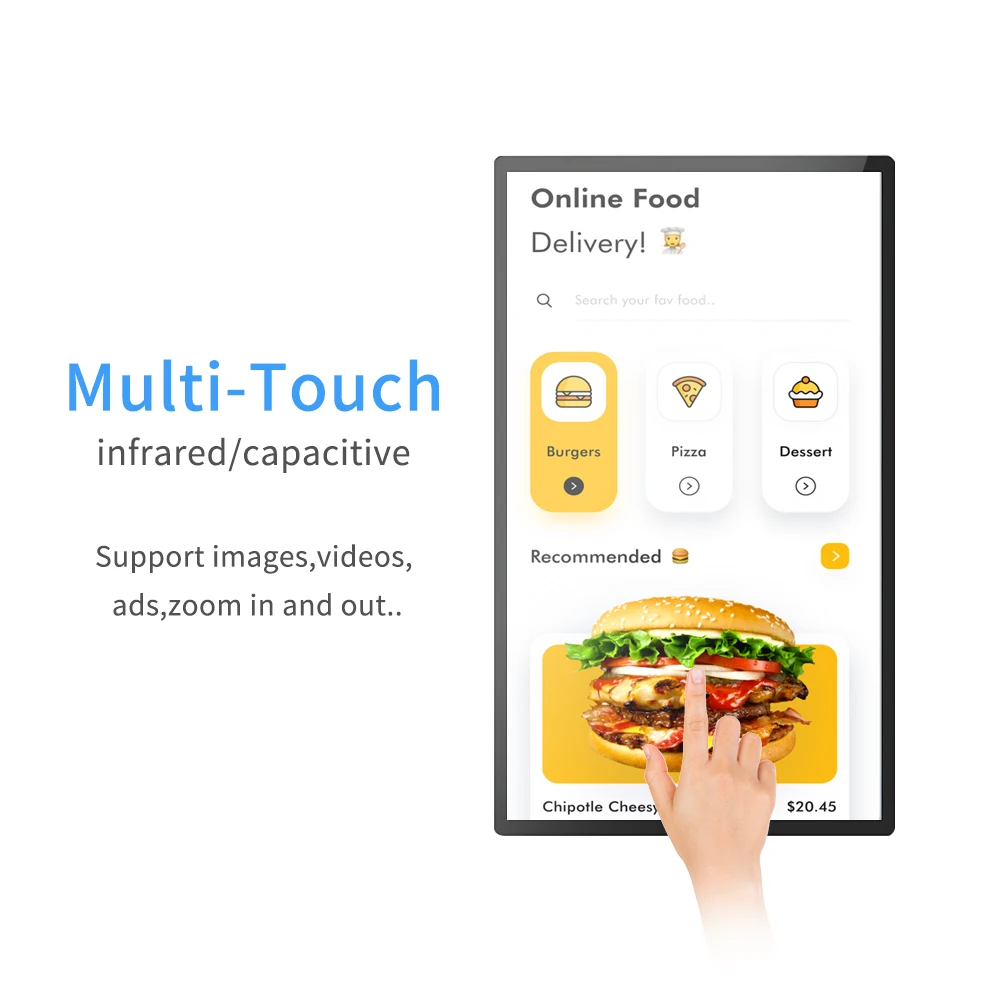 Restaurant Digital Menu Board 55 Inch Electronic Menu Lcd Touch Order ...