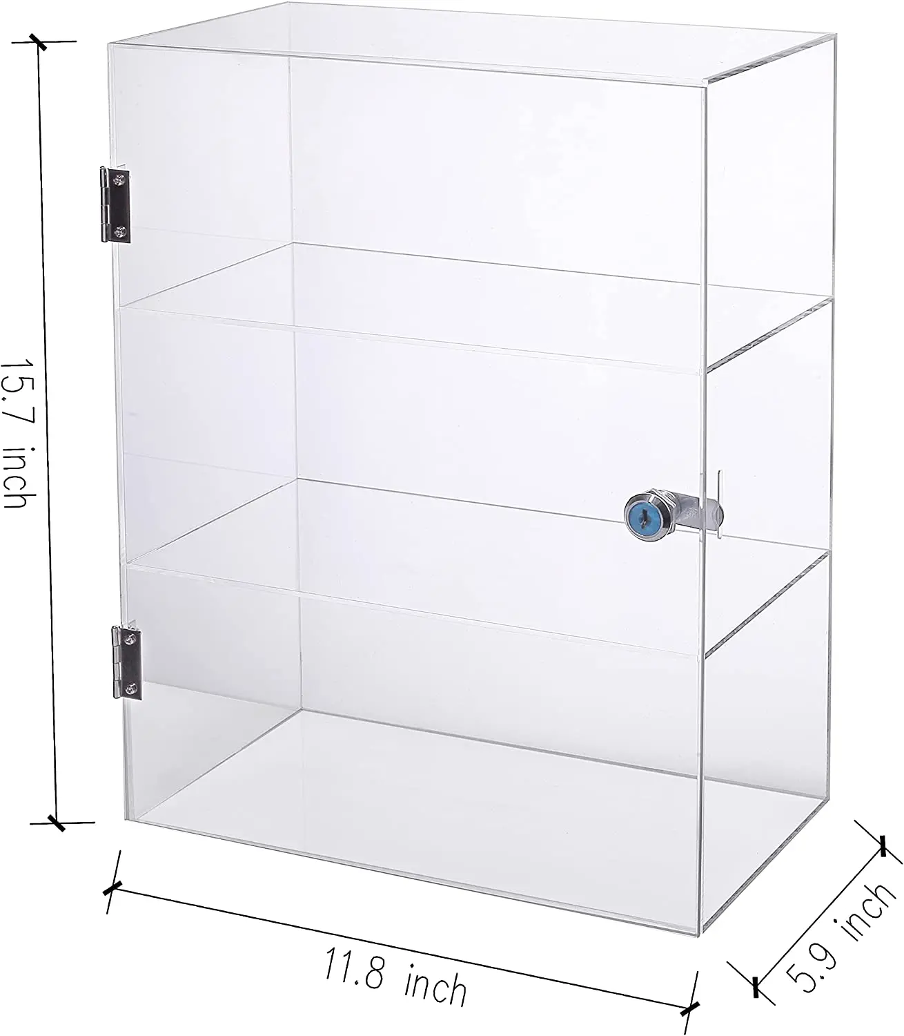 3-Shelf Clear Acrylic Display Case With Lock Non-Assembled Countertop ...