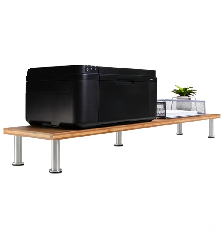 Bamboo Monitor Stand Riser with Metal Feet, TV LCD Display Printer ...