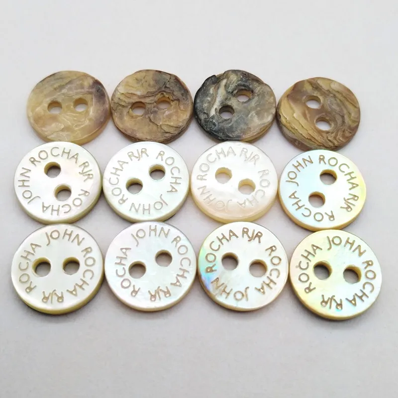 9mm 14L 2 Holes Agoya Shell Button with Engraved Logo, Customized logo ...