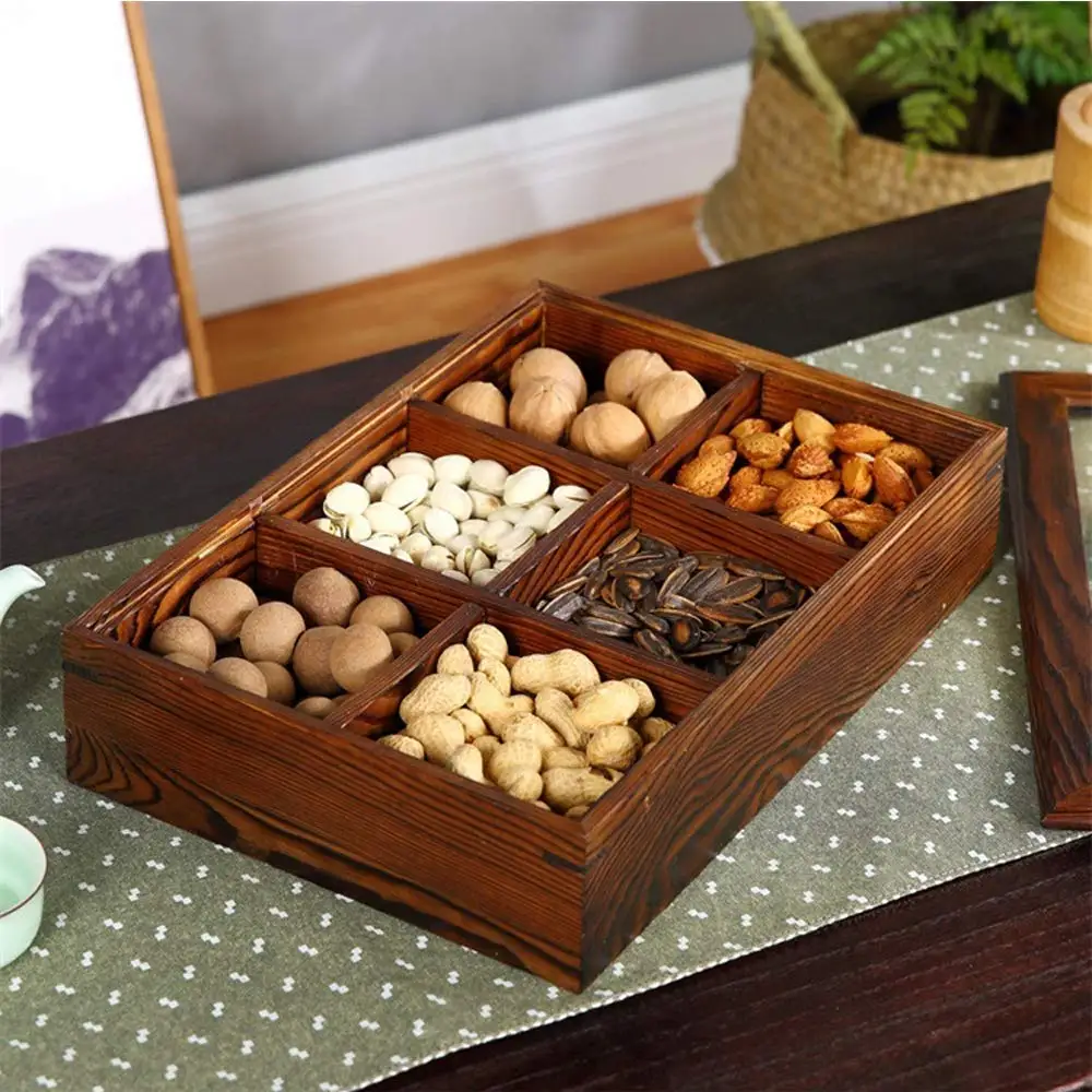 Storing Wooden Serving Nuts Snack Container Wooden Snack Plate With Lid ...