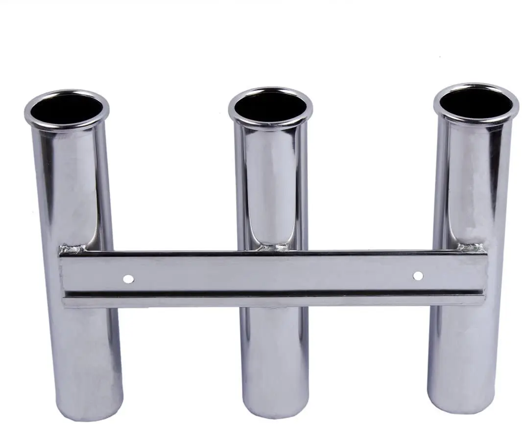Wall-mounted 3 Tubes Linked 316 Stainless Steel Rod Holder 3 Rod Rack ...