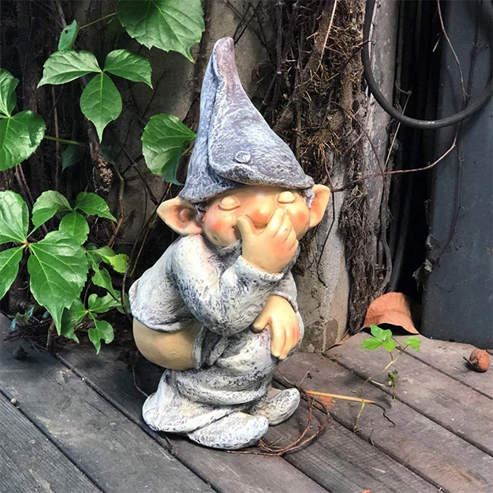 Funny Butt Naked Gnome Garden Statue - Stinky the Happy Boy