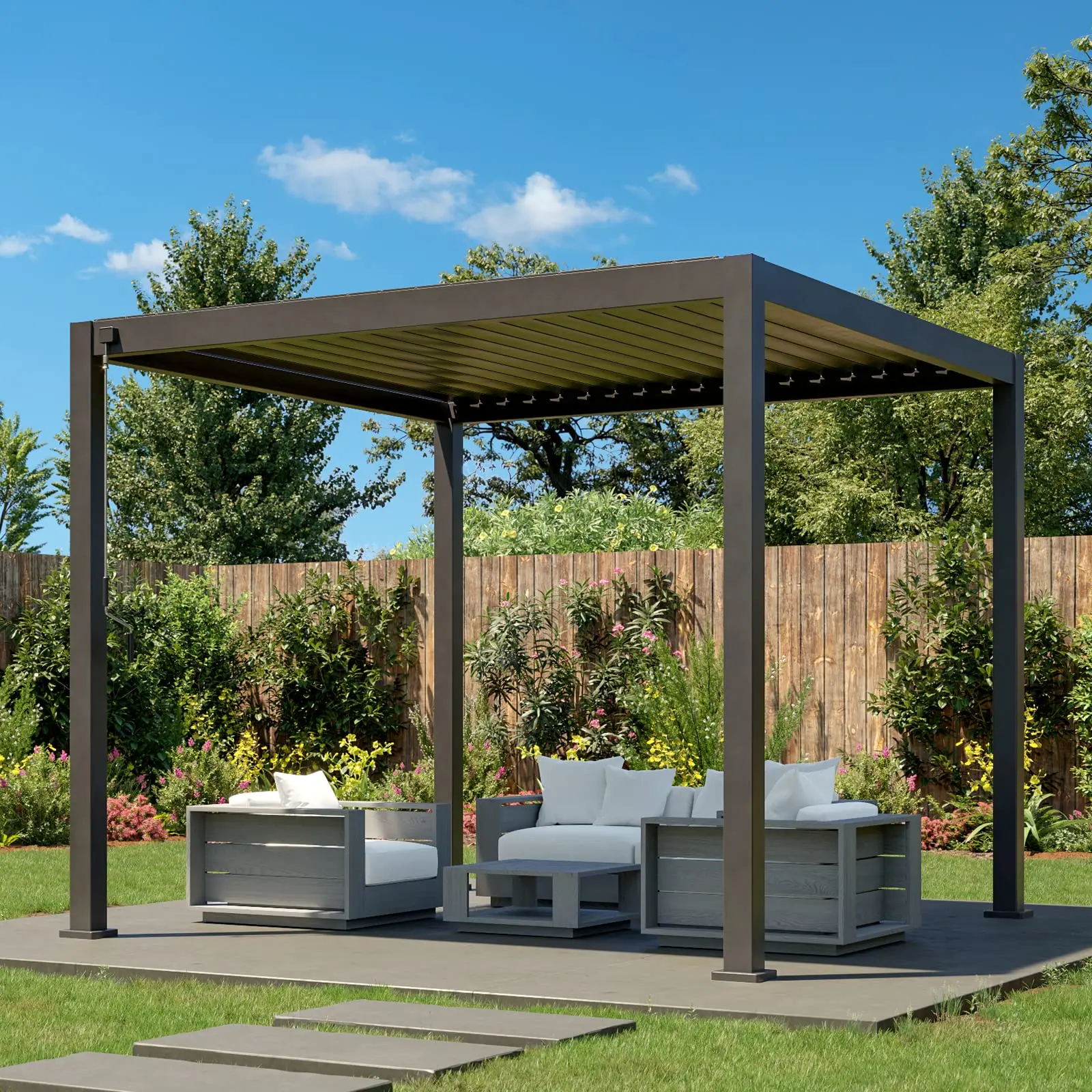 Luxury Garden Gazebo with Bioclimatic Aluminium Pergola