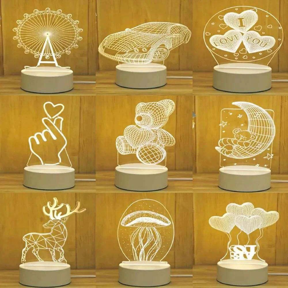 3D Night Lights Optical Illusion Lamps for Kids' Rooms