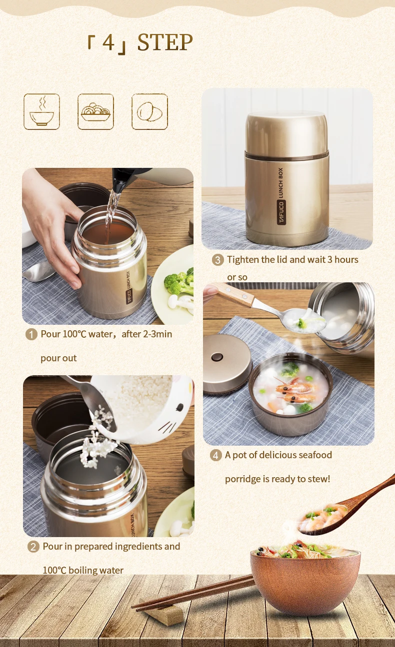 Stainless Steel Thermal Insulation Lunch Flask - 12+ Hours