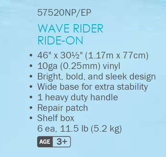 INTEX 57520 Wave Ride-on Inflat Toy with 1 Heavy Duty Handles for Kids ...