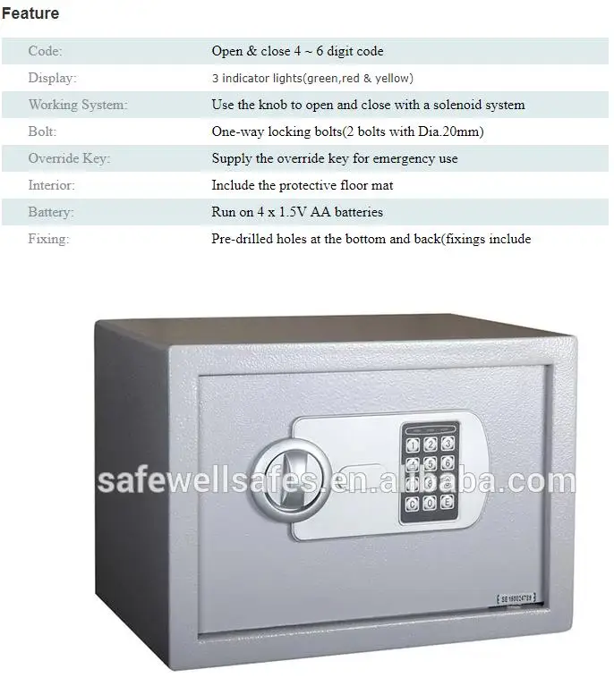 Safewell 25EL 16 L Digit Code Electronic Safe Locker