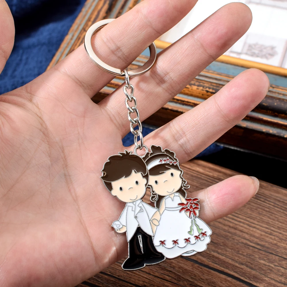 Romantic Zinc Alloy Couple Key Chain - Perfect Wedding Gift