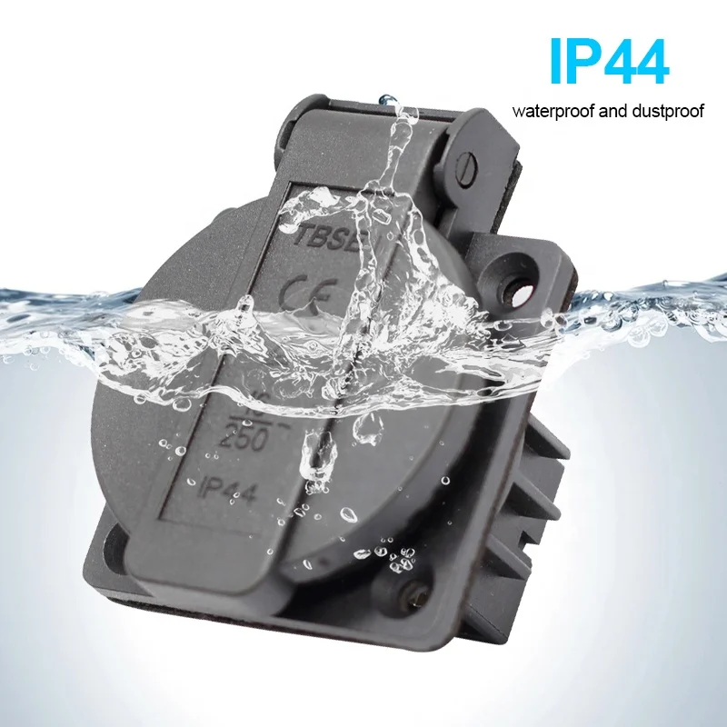 16A 250V Type F Shuko EU Round 2 Female Outdoor Waterproof Socket