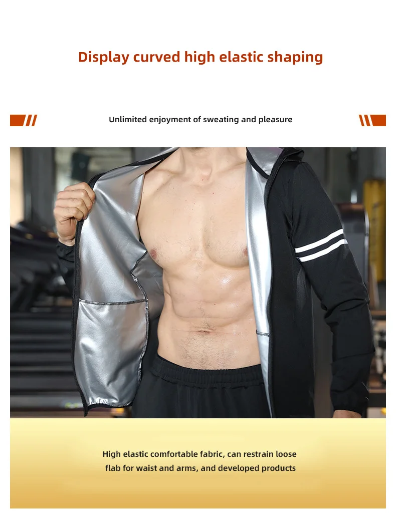 Sauna Sweat Suit Weight Loss Running Fitness Top Jacket Zipper Sauna ...