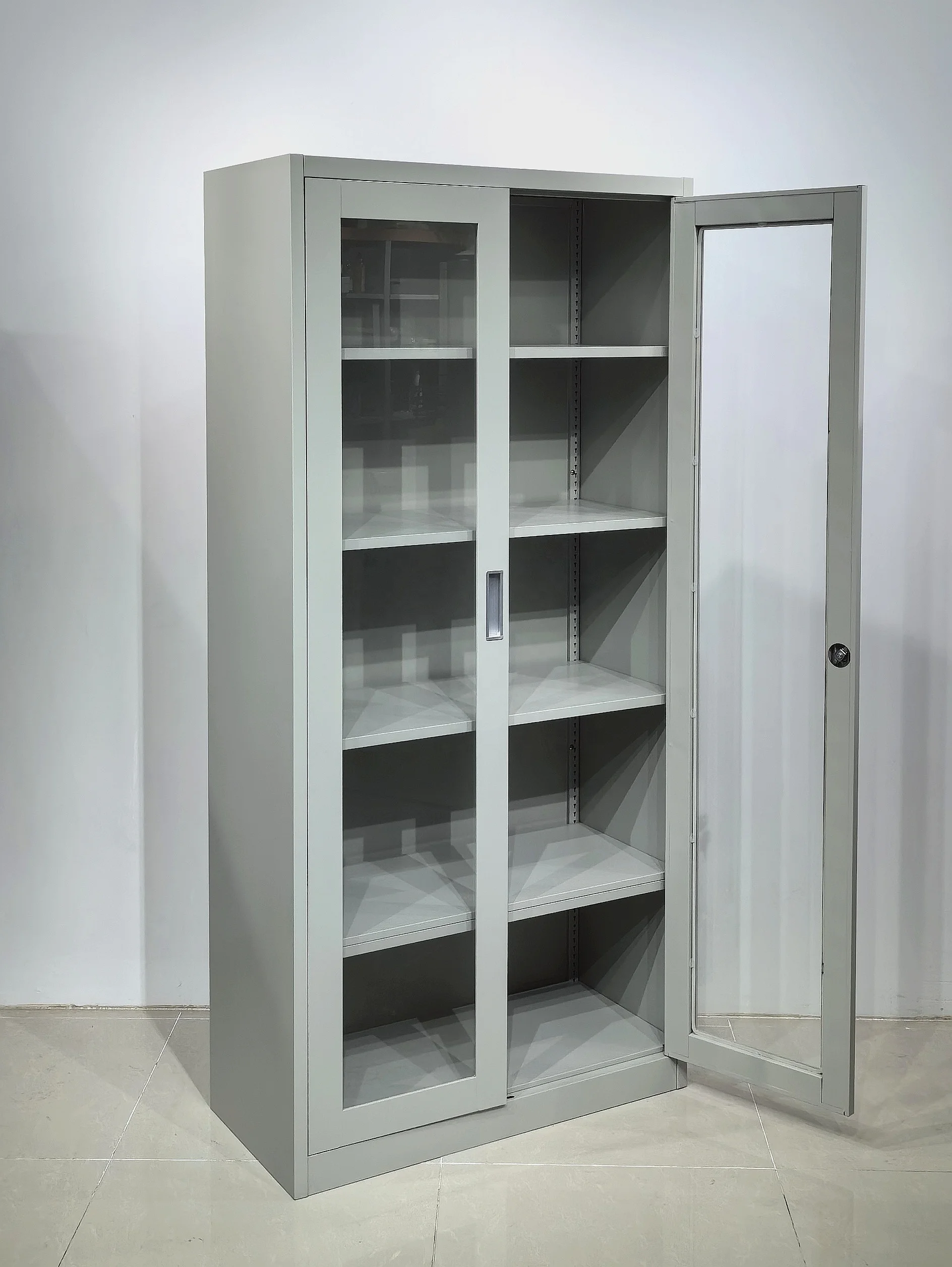 Steel Glass Door File Cabinet Cupboard With 4 Adjustable Shelf Book ...