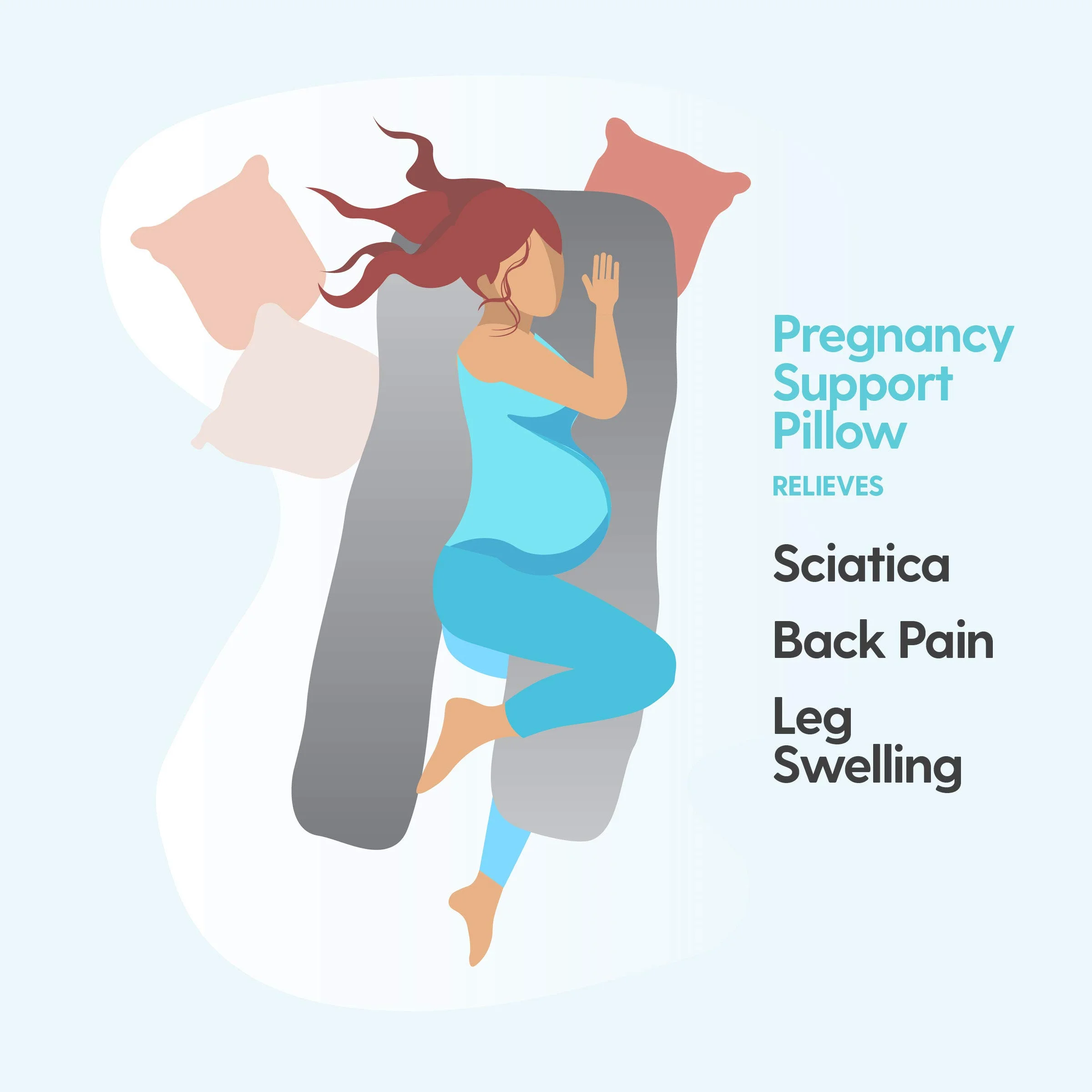 U Shaped Total Body Support Pillow Memory Foam With Washable Cover ...