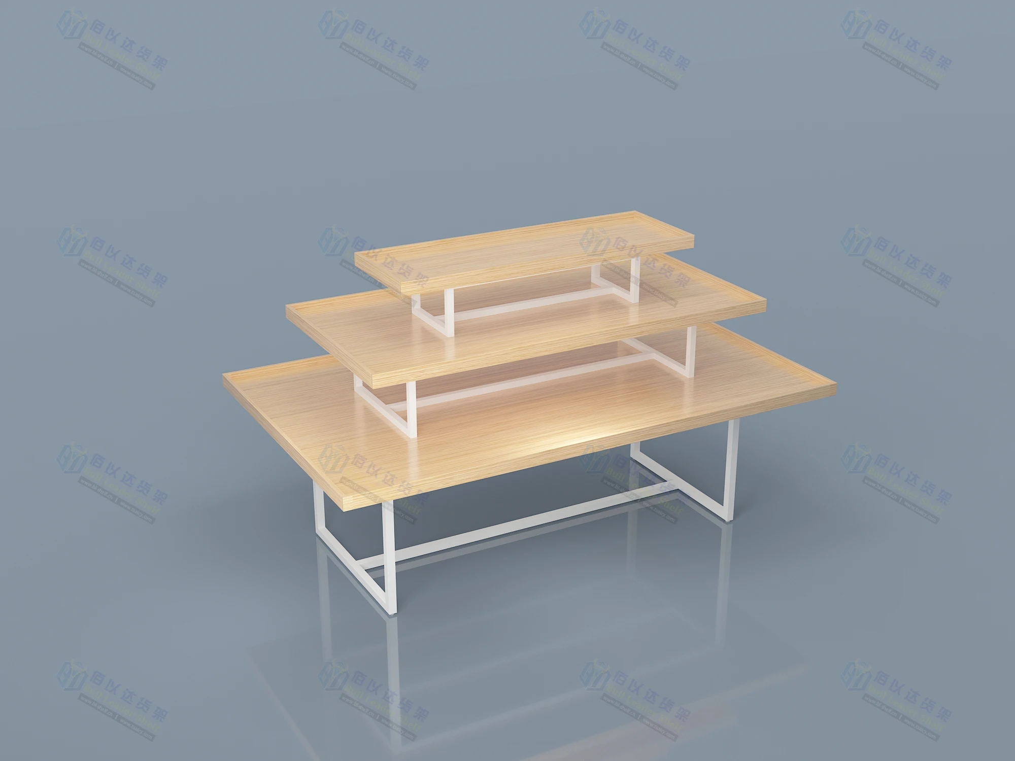 Miniso Daiso Store Wooden Ladder Boutique Display Shelf