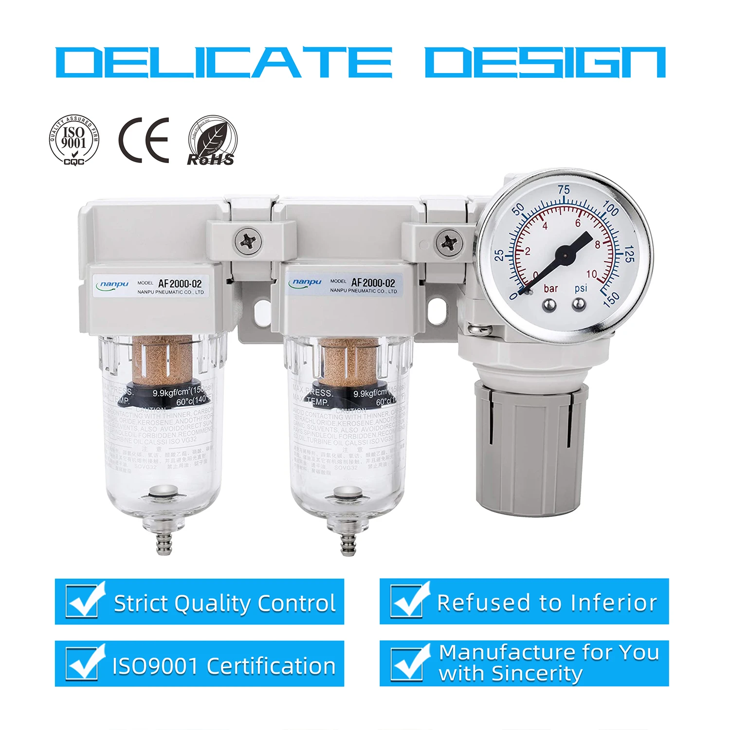 Nanpu 1/4" Double Air Filters,Bsp Air Drying System Dfr-02 Air Pressure ...