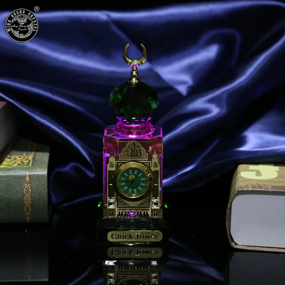 Mh-g012 Islamic Crystal Led Makkah Mecca Clock Tower Crystal Glass ...