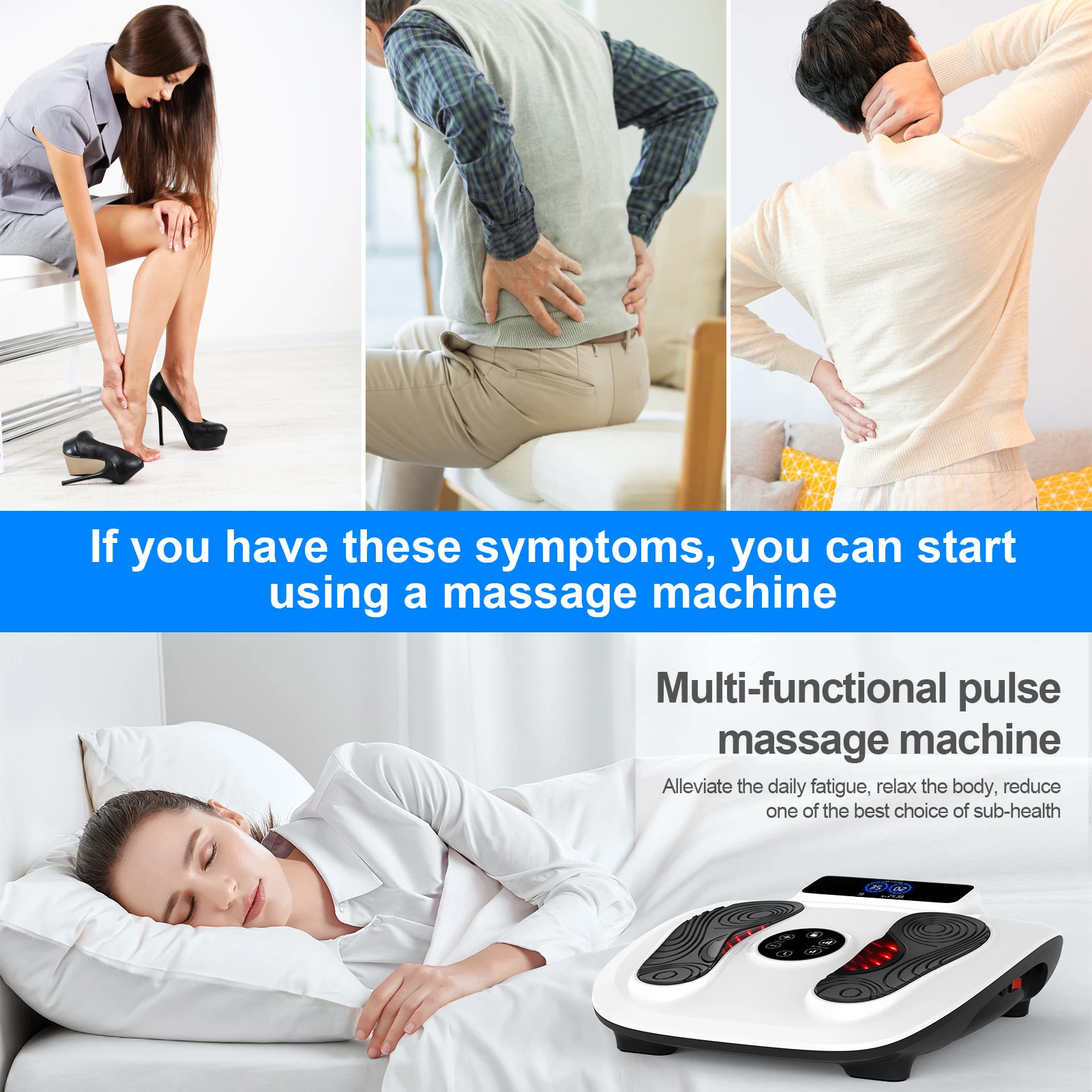 Massager Feet Tens Ems Foot Massage Leg Heating Intensity Foot Massager ...