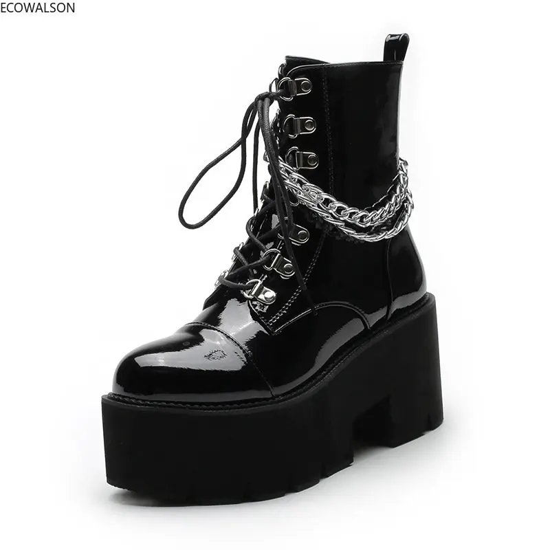 Shop Black Patent PU Vampire Boots for Women - Safety & Style