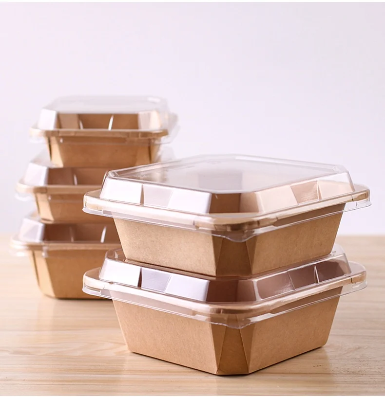 Disposable Takeaway Fruit Cutting Octagonal Bento Paper Bowl Kraft ...