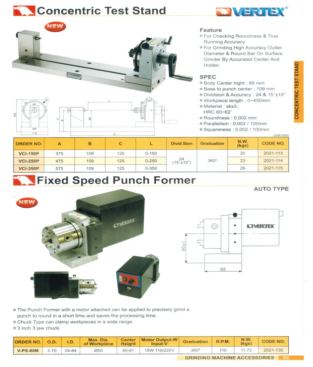 VERTEX V-PS-80M Punch Former - High Quality Grinding Tool