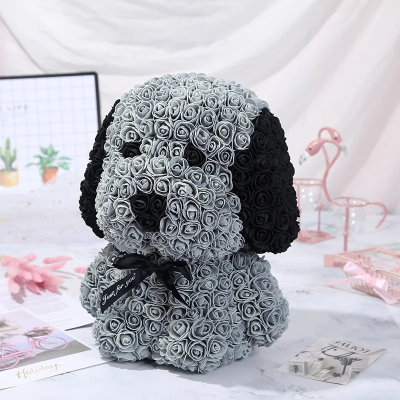 A-564 Handmade Rose Pug Toys Dog With Foam Rose Valentine Day Gift ...