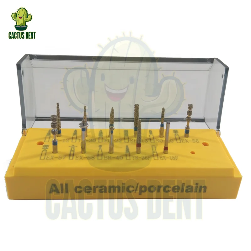 Dental Materials Diamond Burs Kit Drill Burs For All Ceramic Porcelain ...