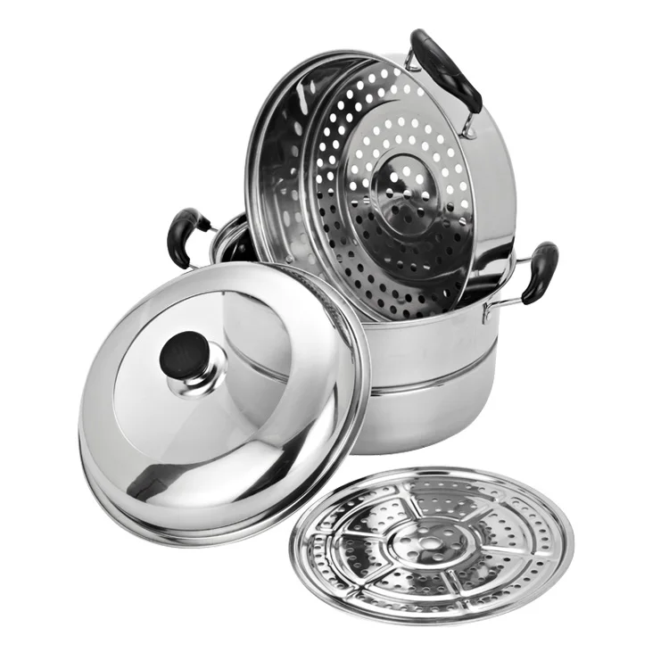 3 Layers Stainless Steel Steamer Indian Hot Pot Set With Visible Lid ...