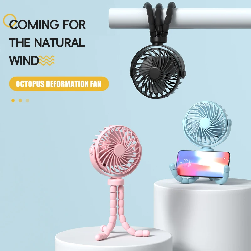 3 Speed Quiet Small Handheld Portable Electric Fan Stand Desk USB ...