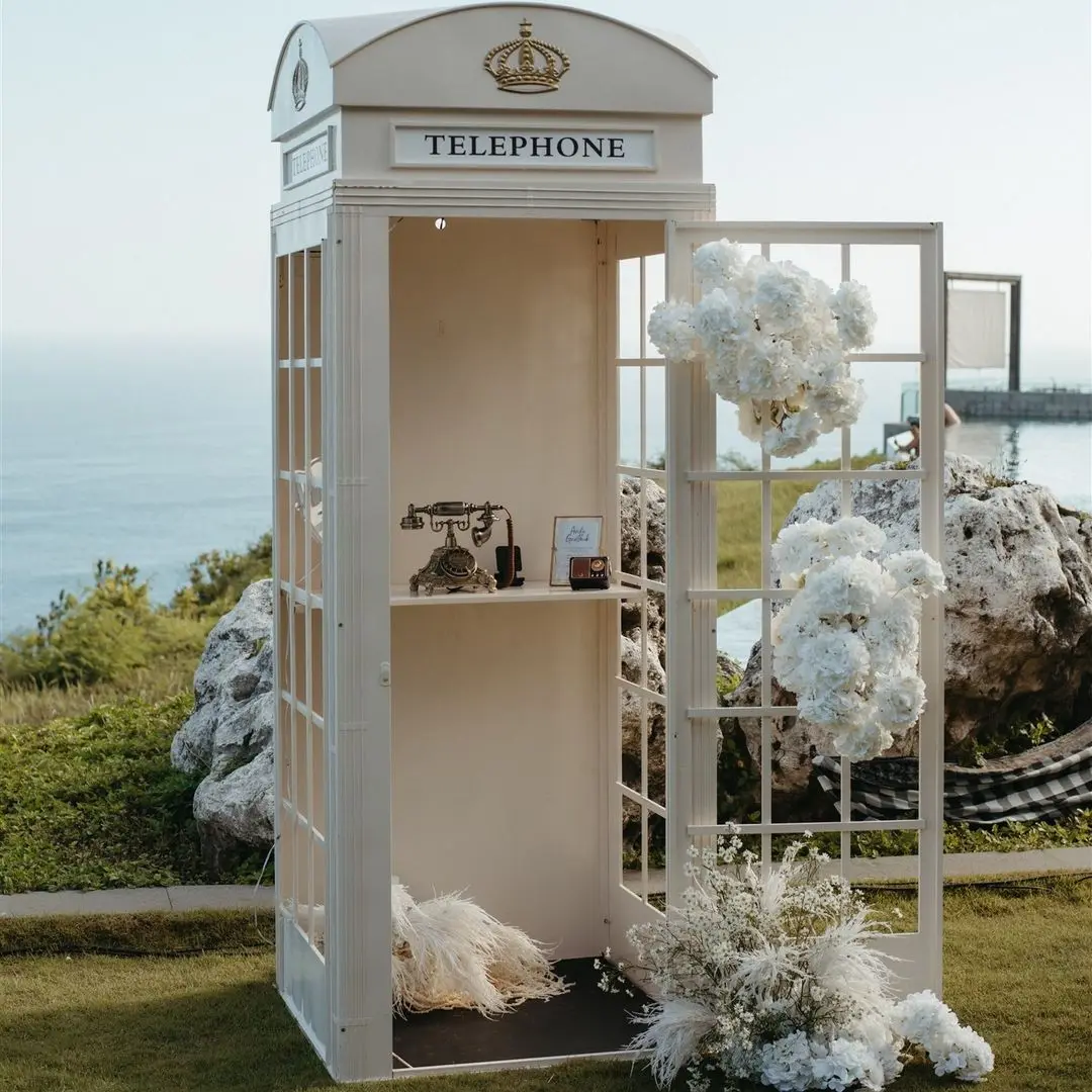 White Telephone Booth with Audio Guestbook - Wedding Decor