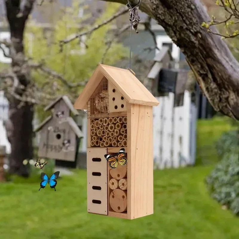 Wooden Insect Bee House Honeycomb Room Bee Hive Hotel Outdoor Garden ...