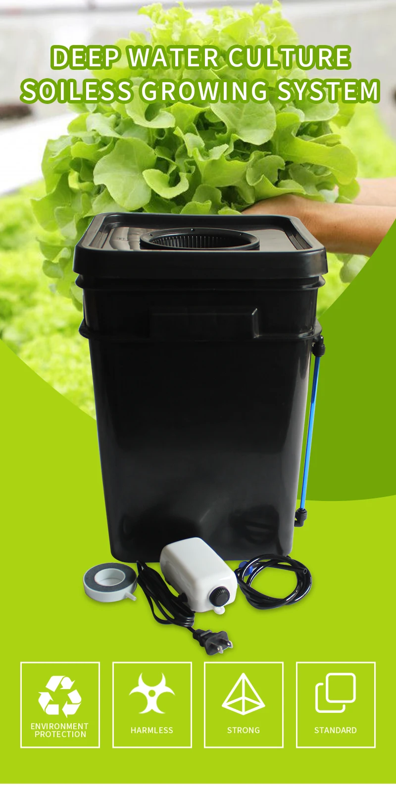 Full Complete 15l/20l Square Pot Dwc Hydroponic System Single Clone ...