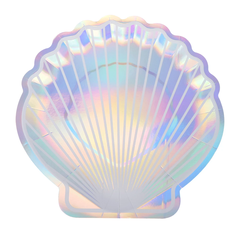 Mermaid Scalloped Seashell Paper Plates Disposable Party Dinnerware ...