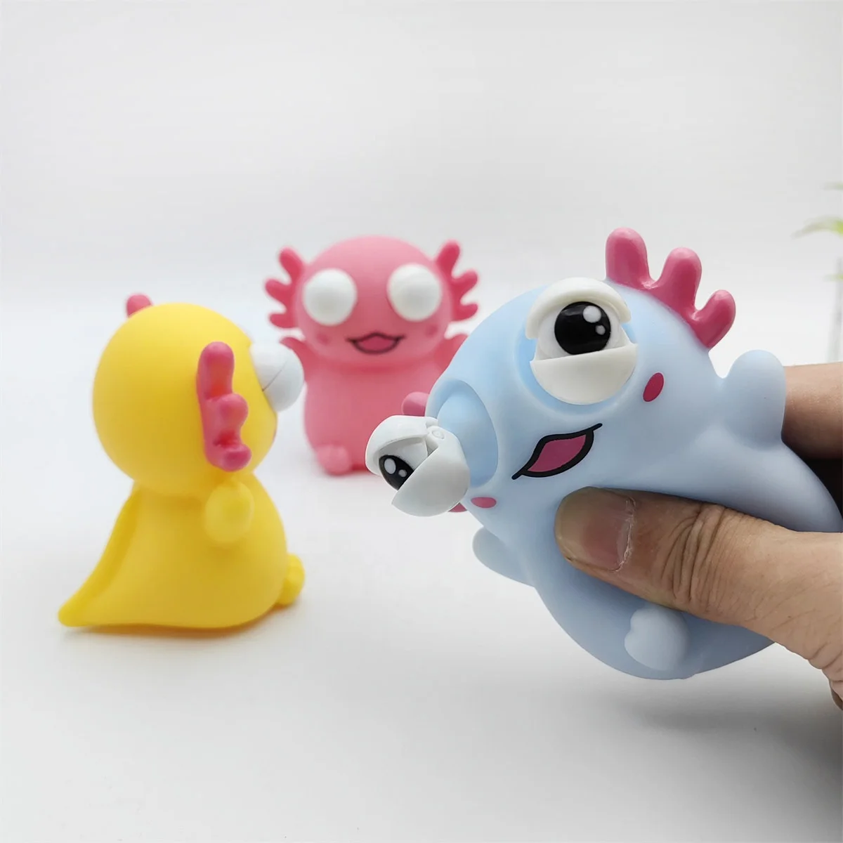 Animal Squishy Fidget Toys, Cute Axolotl Pop Out Eyes Anti Stress ...