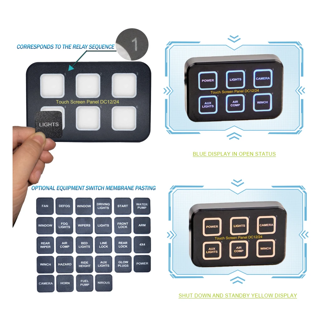 12v24v Touch Button Automotive Switch Panel Automotive Micro Switch For Automotive Truck Rv Suv ...