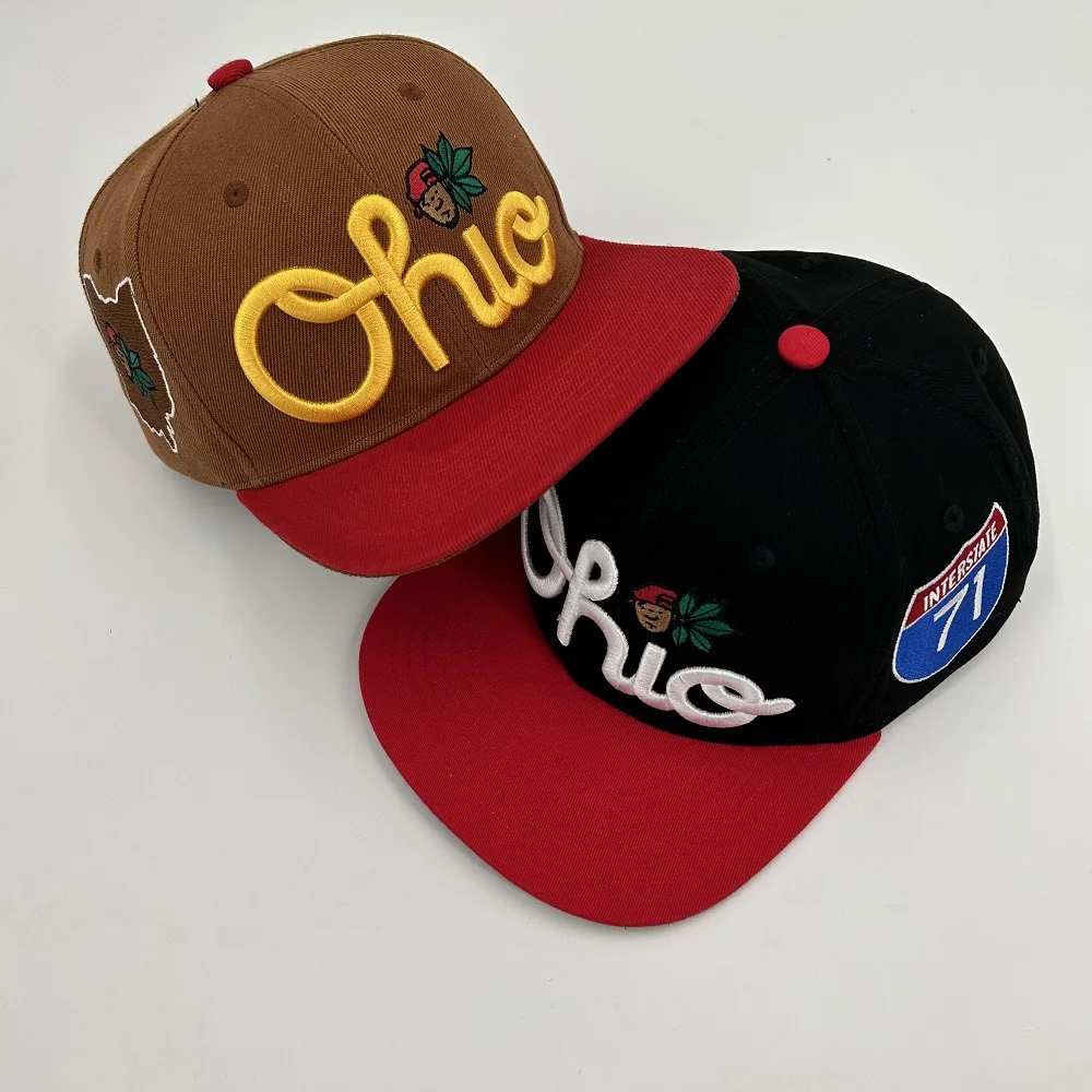 Custom High Quality 3d Puff Embroidery Acrylic Snapback Caps Structured ...