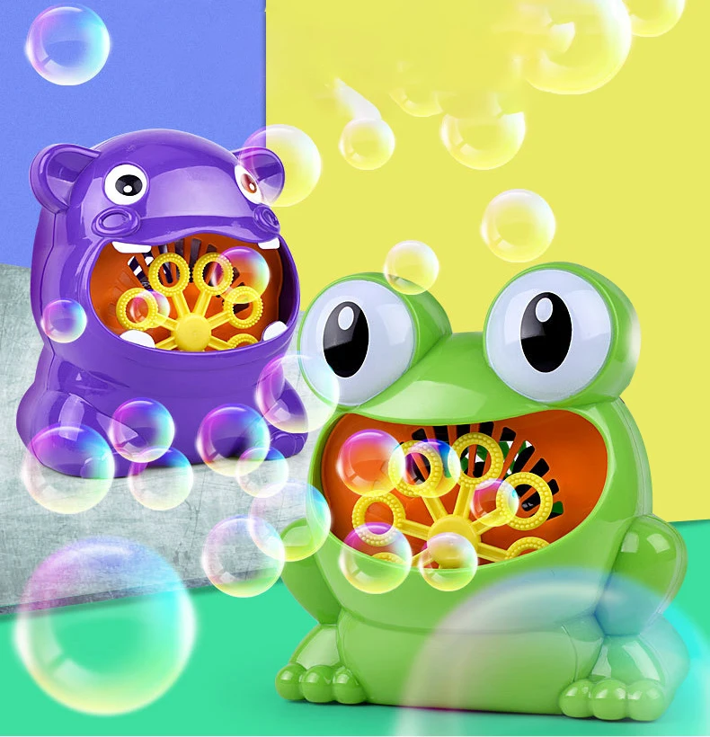 New Bubble Cute Frog Automatic Bubble Machine Soap Water Bubble Blower ...