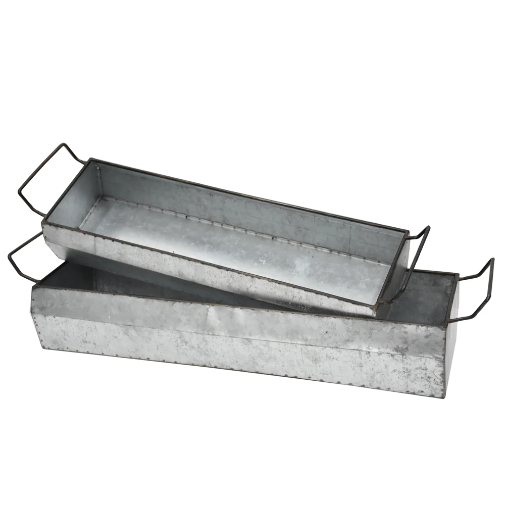 Luckywind Rectangular Galvanized Metal Serving Tray With Handle - Buy ...