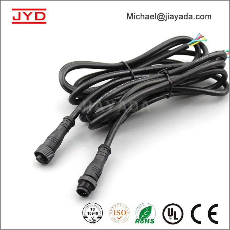 M8 A-code 5pin Waterproof Ip67 Male To Female Connector Custom Overmolded Overmolding Cable ...