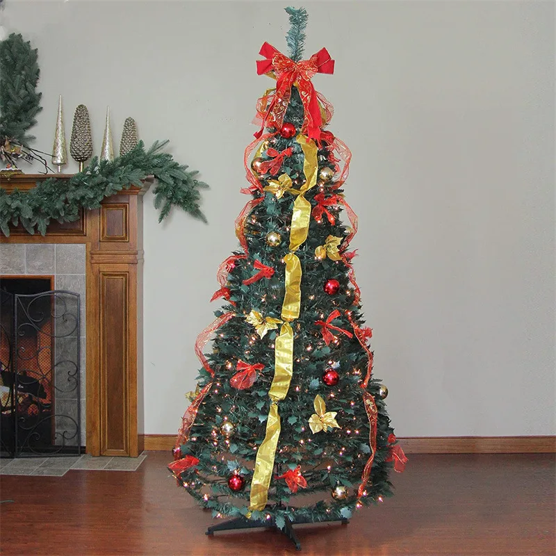 6ft Pre-Decorated Pull up Collapsible Xmas Trees for Easy Assembly
