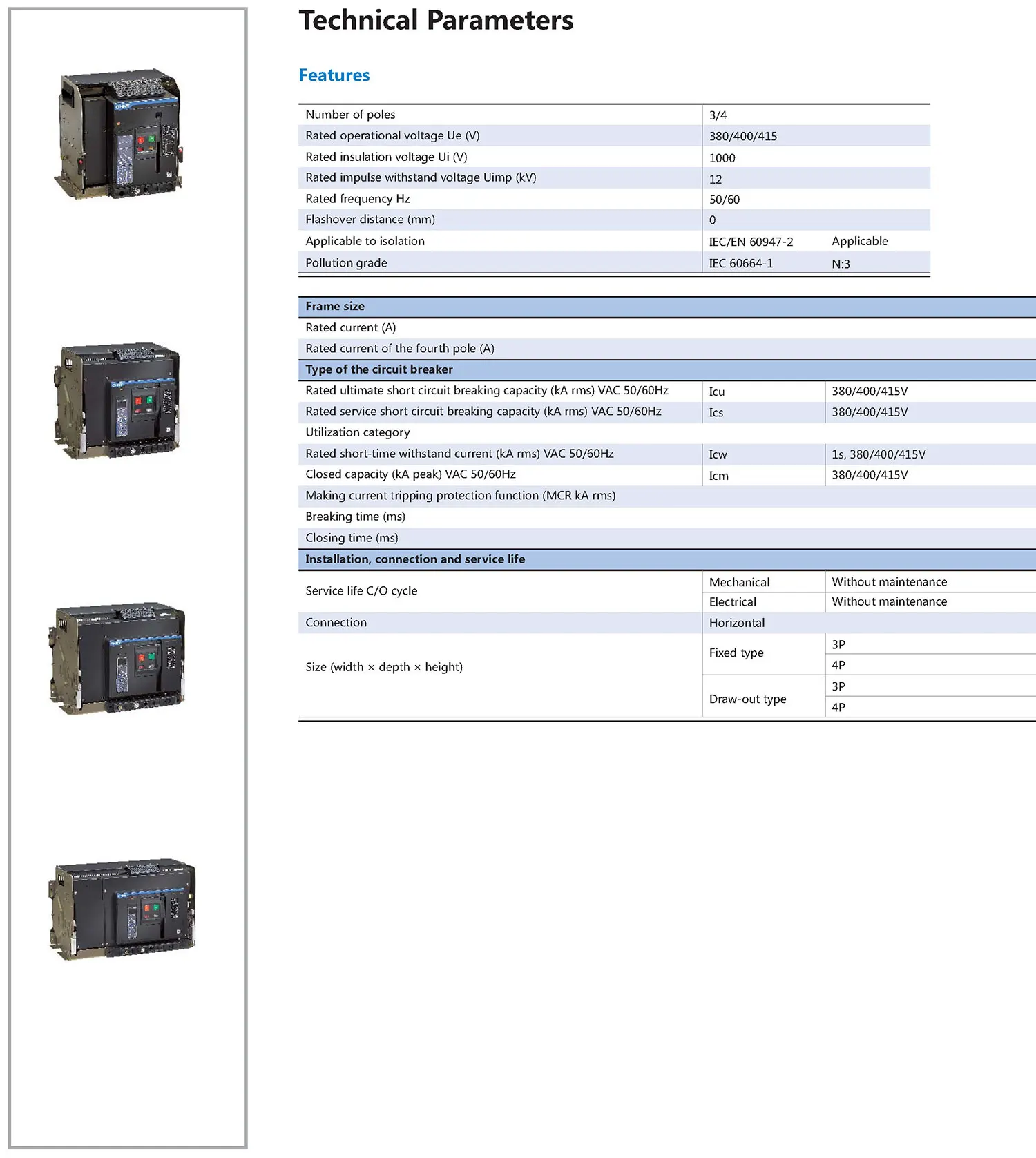Chint D'origine Nxa Acb 3p 4p Nxa16 Nxa20 Nxa32 Nxa40 Nxa63 1600a 2000a 2500a 3200a 4000a 6300a ...